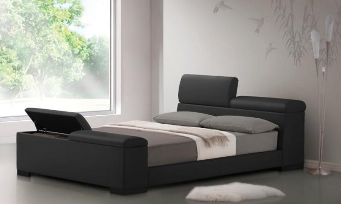 Bugatti Black Upholstered Bed - Furtado Furniture