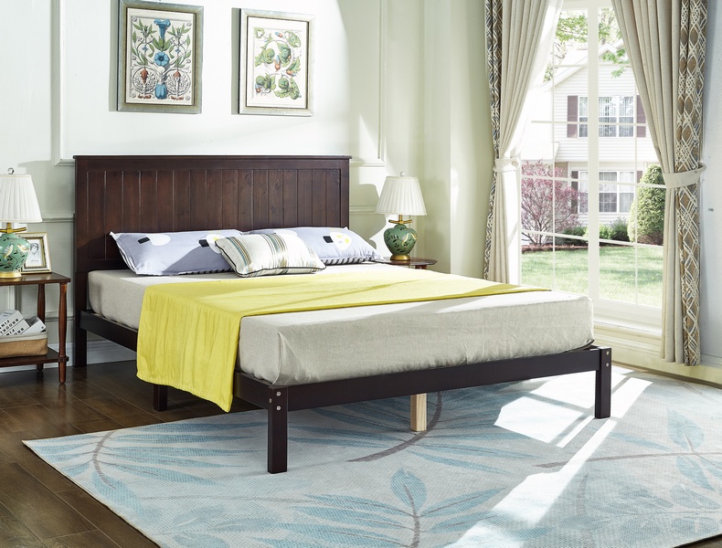 IF-425 Espresso Wooden Bed - Furtado Furniture