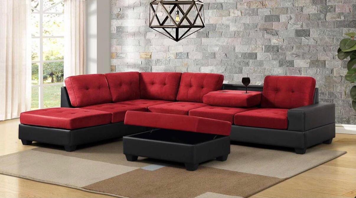 Roma Red Sectional - Furtado Furniture